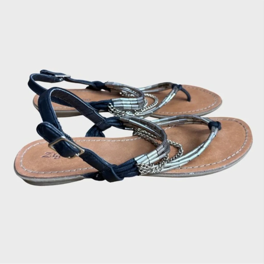 Zigi Soho | Shoes | Zigi Soho Womens 7 Black Leather Silver Beaded Flat ...